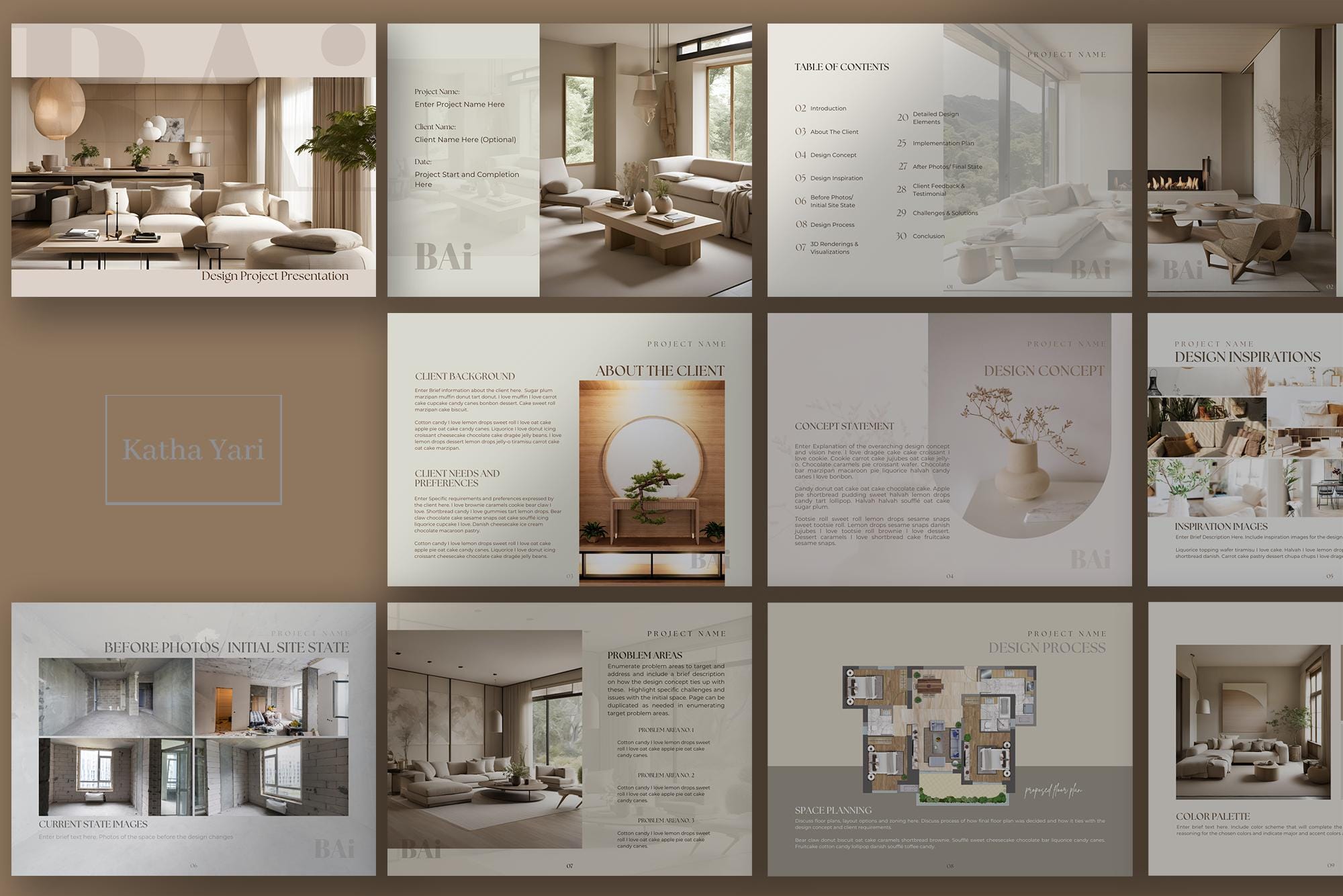 Creative Interior Design Canva Template for Projects With Mood Boards ...