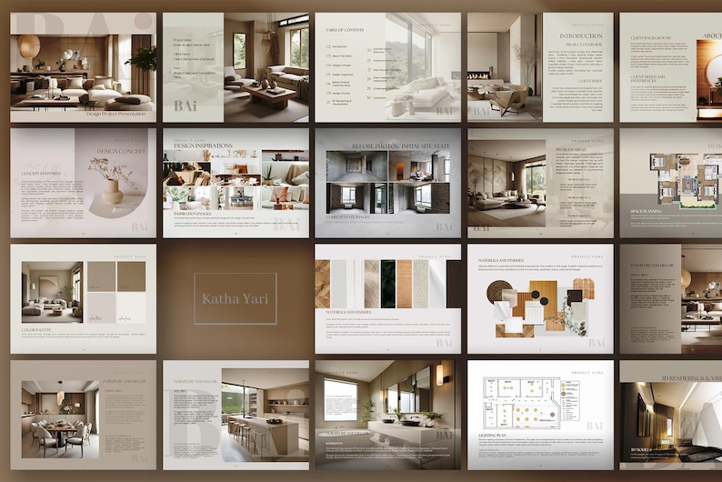 Creative Interior Design Canva Template for Projects With Mood Boards ...
