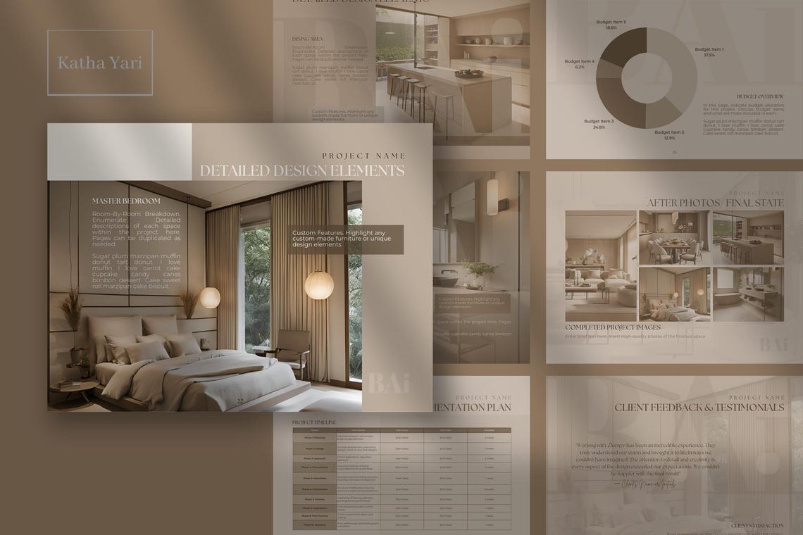 Creative Interior Design Canva Template for Projects With Mood Boards ...