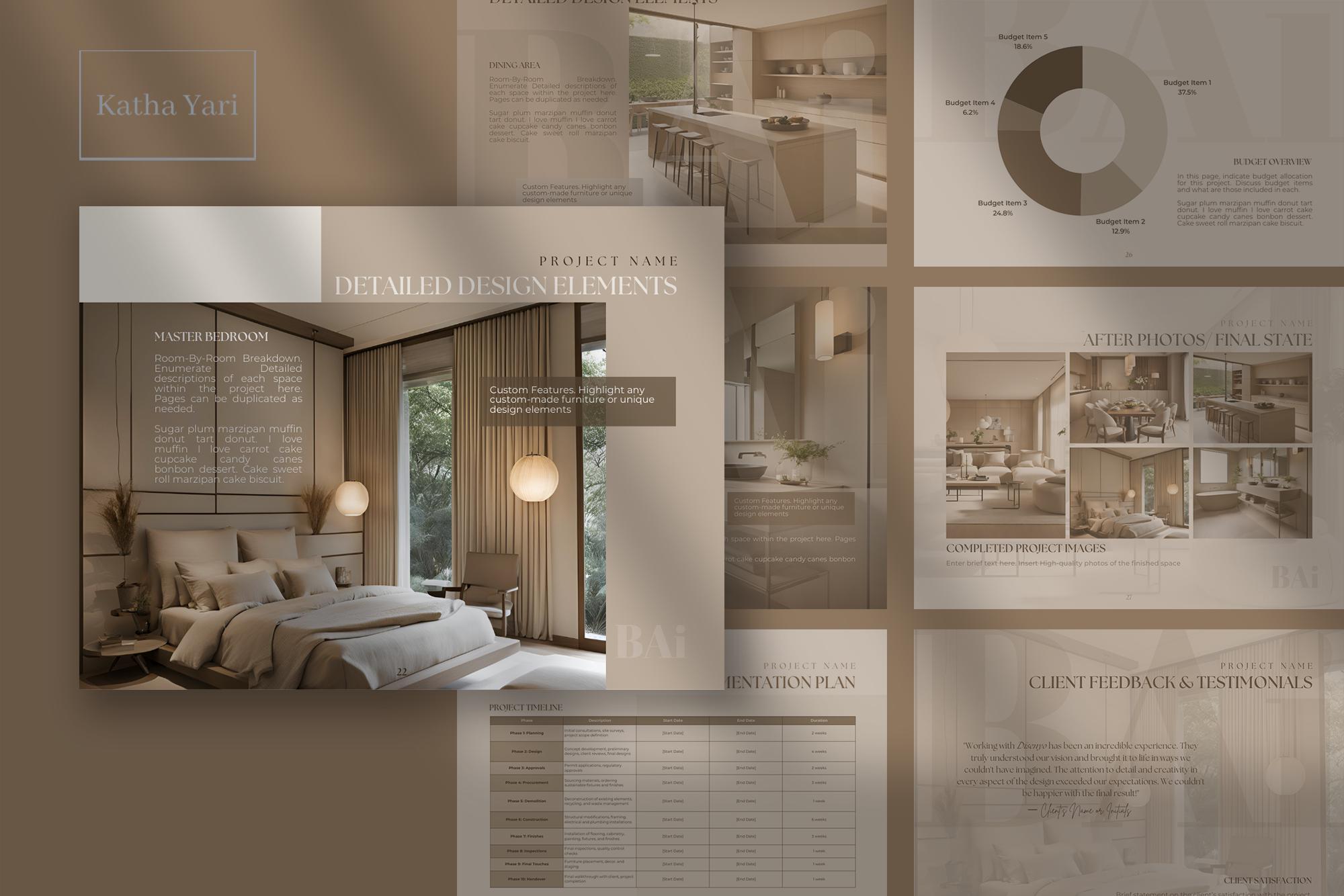 Creative Interior Design Canva Template for Projects With Mood Boards ...