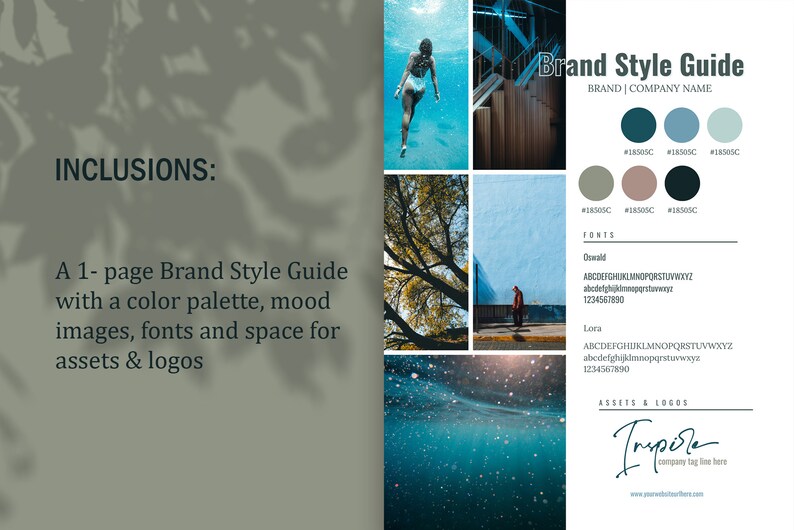 Blue Canva Branding Kit Template With Mood Images, Color Palette, Fonts ...