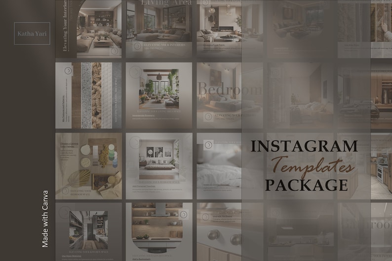 Interior Design Social Media Canva Templates Bundle With Tips and ...