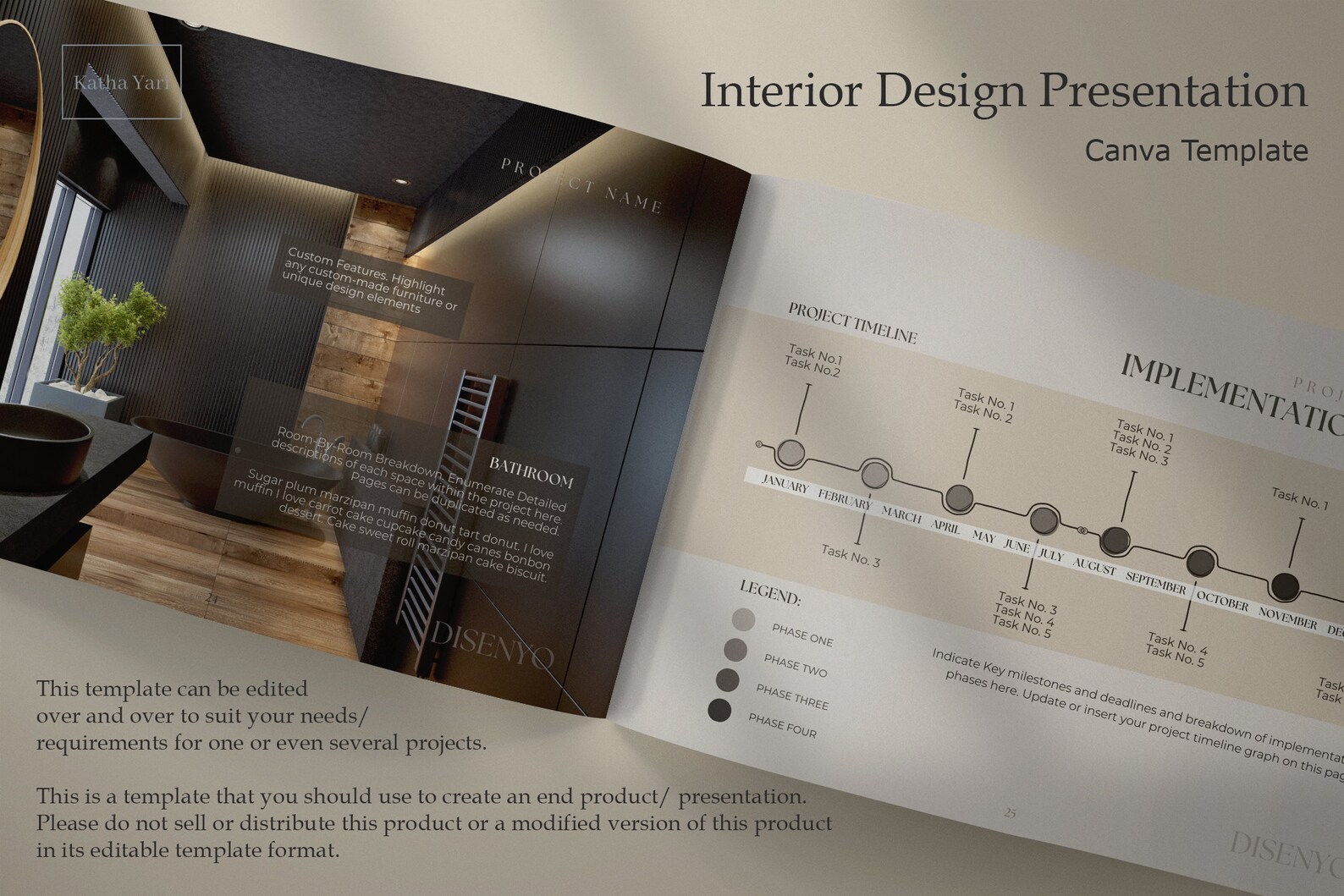 Editable Interior Design Canva Template for Corporate and Creative ...
