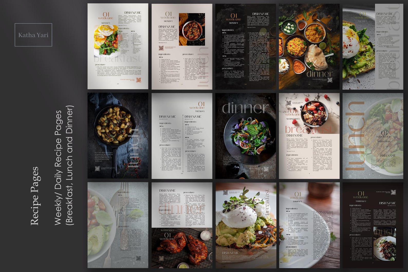 Canva Ebook Cookbook Template for Chefs With Recipes & Shopping Lists ...
