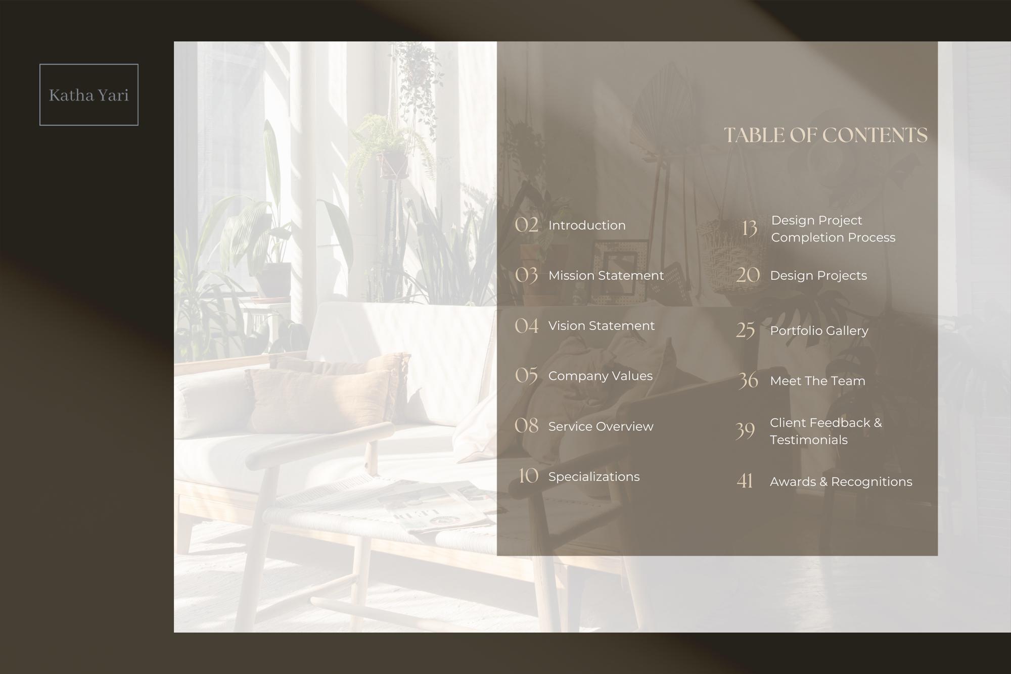 Interior Design Company Profile Canva Presentation Template Services ...