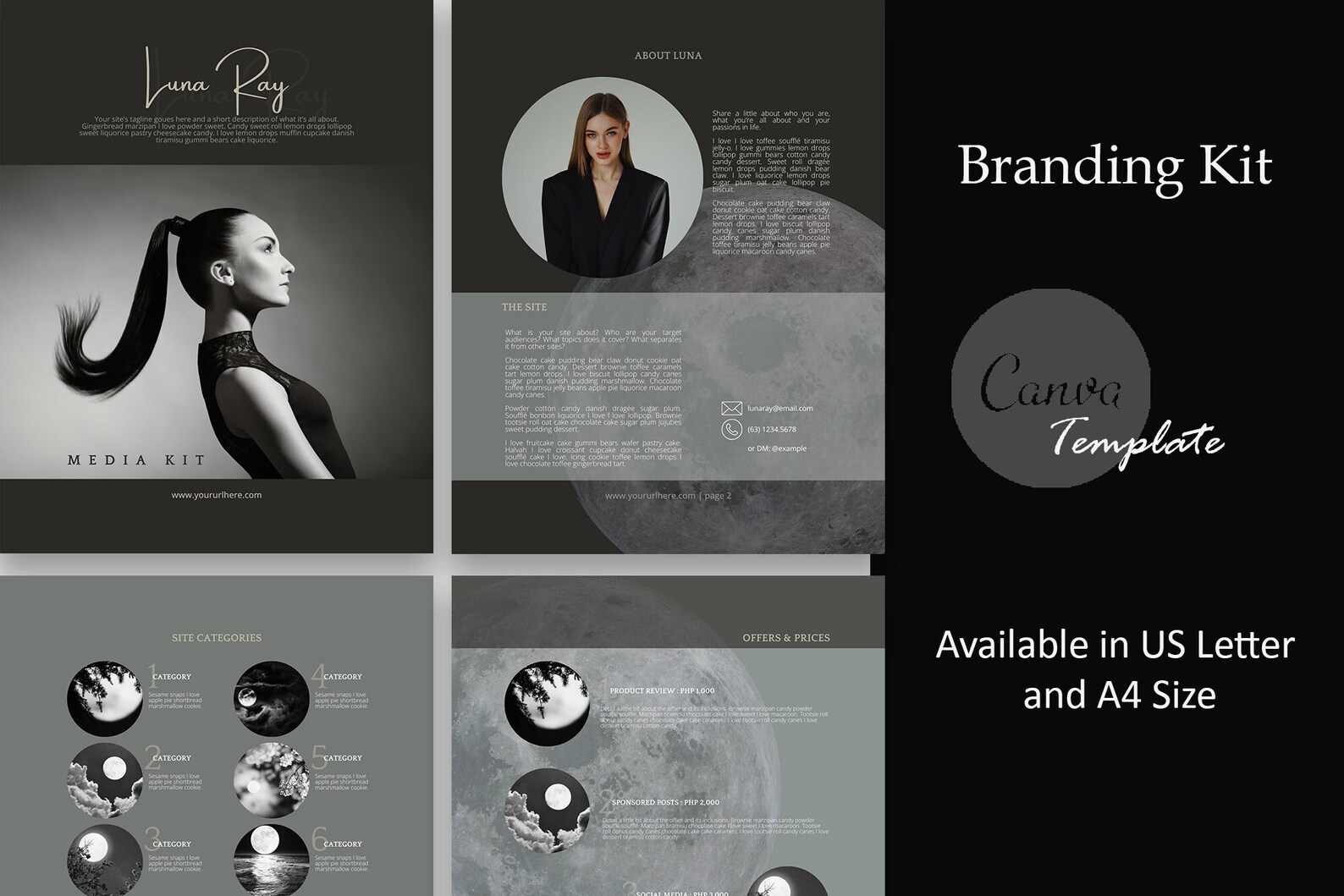 Media Kit Template for Influencers and Brands - Canva Editable_luna - Etsy