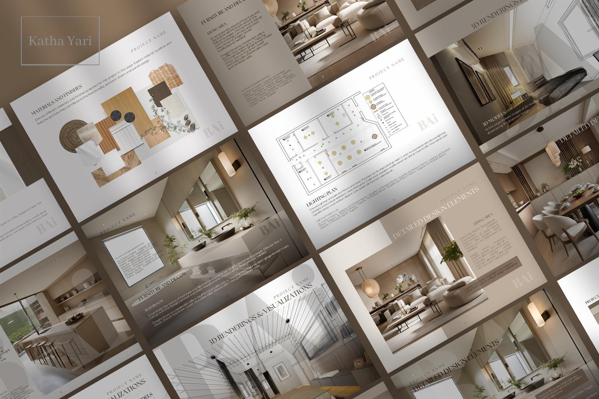 Creative Interior Design Canva Template for Projects With Mood Boards ...