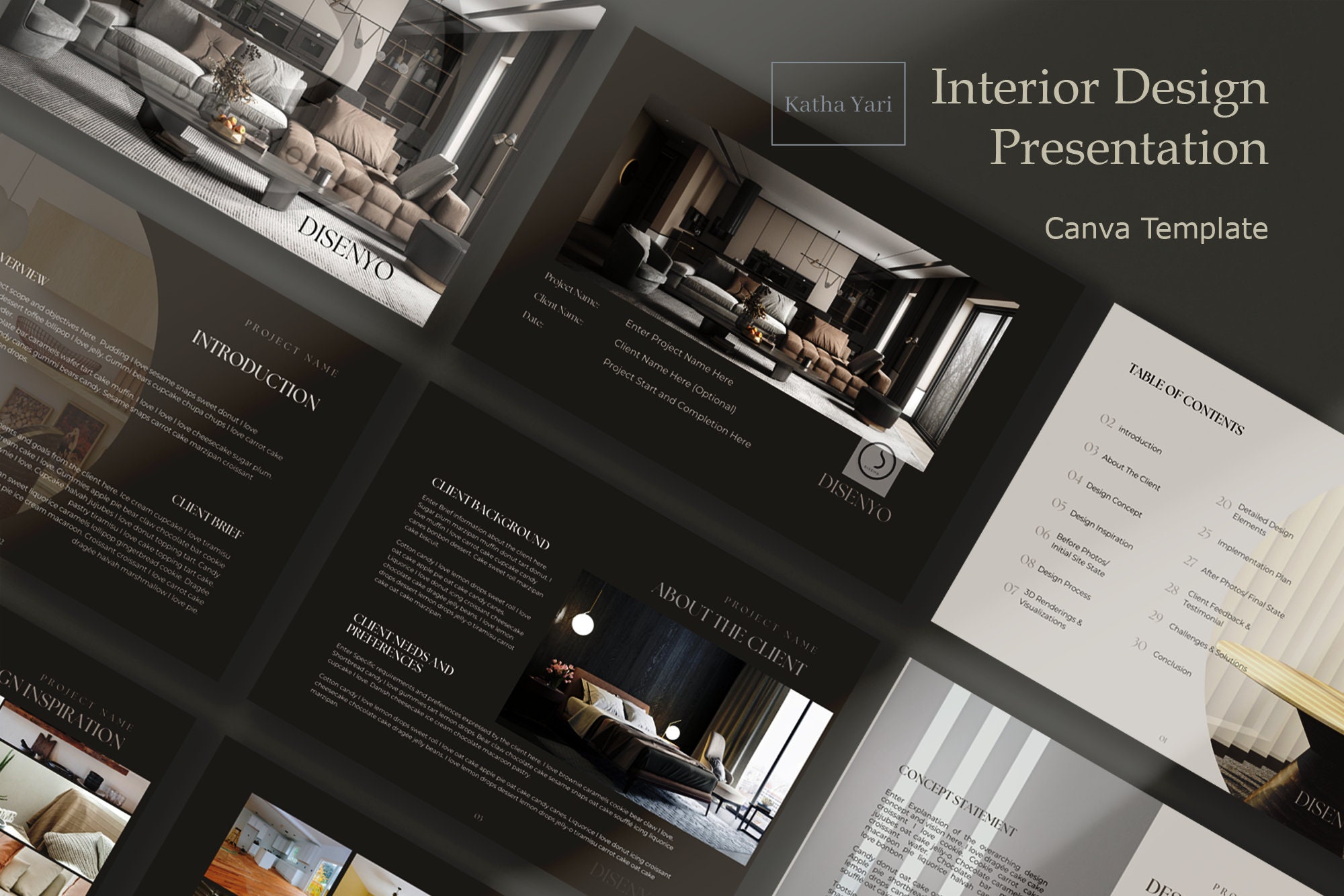 Editable Interior Design Canva Template for Corporate and Creative ...
