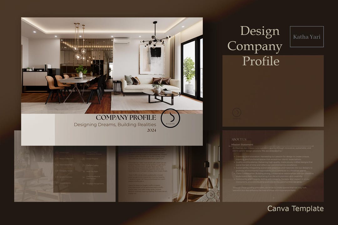 Interior Design Company Profile Canva Presentation Template Services ...