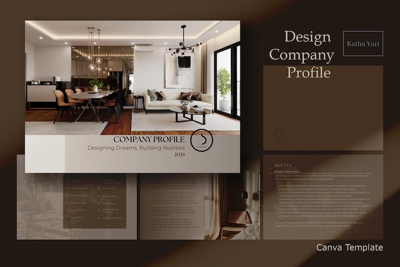 Interior Design Company Profile Canva Presentation Template Services ...