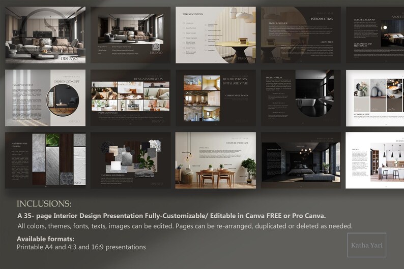 Canva Interior Design Templates for Presentations, Company Profiles ...