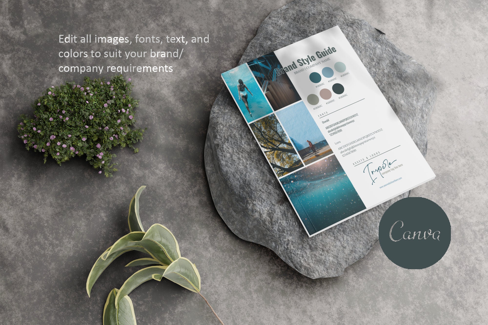 Blue Canva Branding Kit Template With Mood Images, Color Palette, Fonts ...