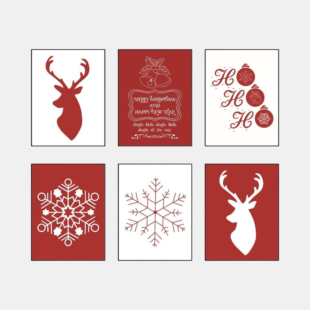 Set of 6 Christmas Printable Posters/ Wall Art, Greeting Cards, Gift ...