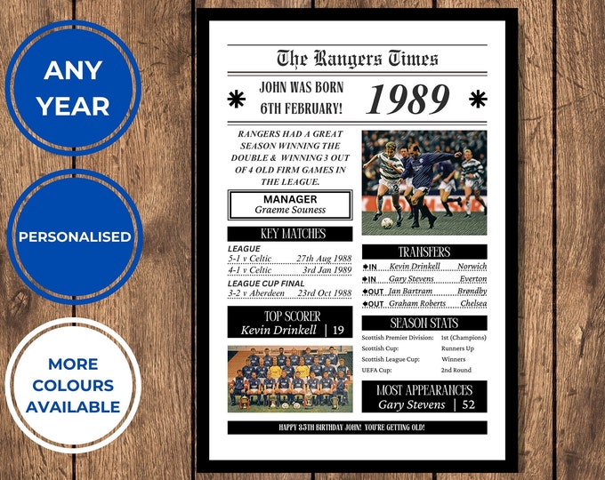 Retro Rangers Scarf Silk Type Red Blue White Football Kit Glasgow Gers ...