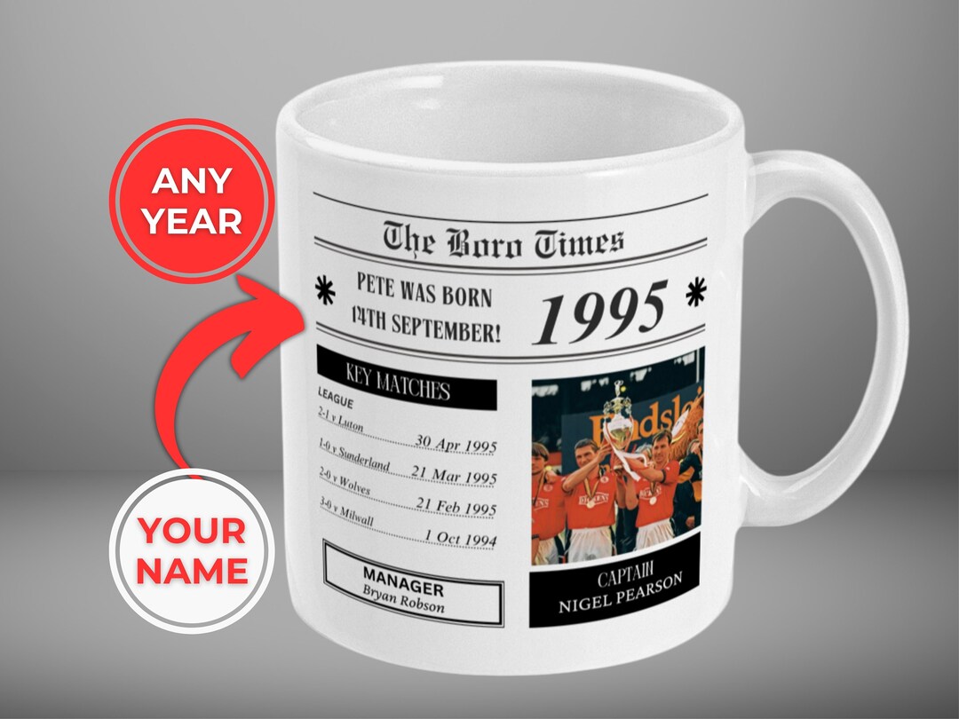 Personalised Middlesbrough Fc Mug | Any Year | Middlesbrough Fc Gifts ...