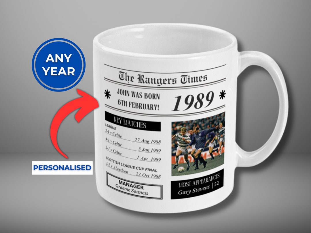 Personalised Rangers Mug | Any Year | Birthday Gift | Rangers Fc Gifts ...