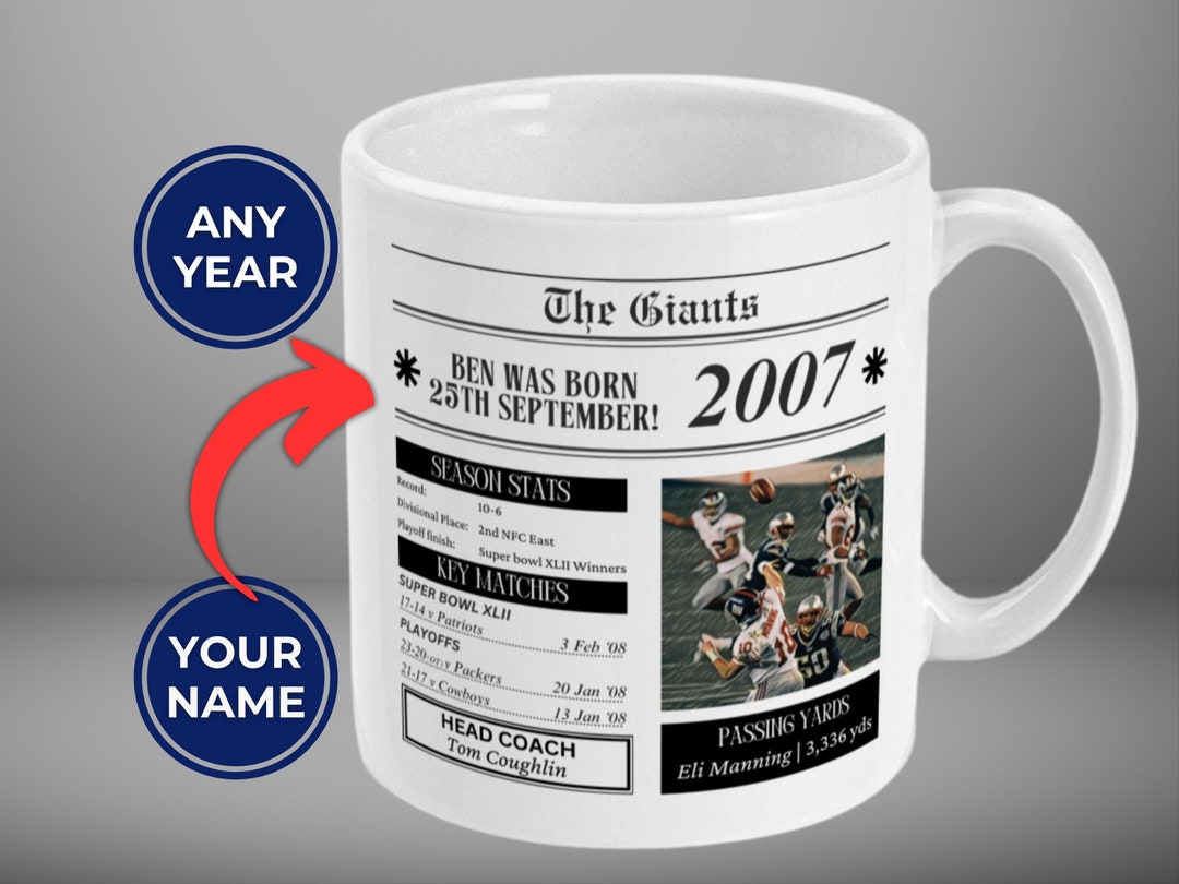 Personalized New York Giants Mug | Any Year | NFL Custom Birthday Gift ...
