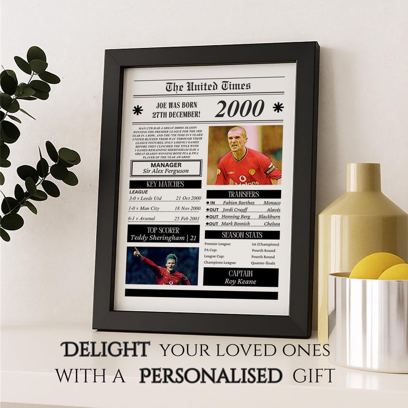 Personalised Manchester United Print | Any Year | Birthday Gift | Man ...