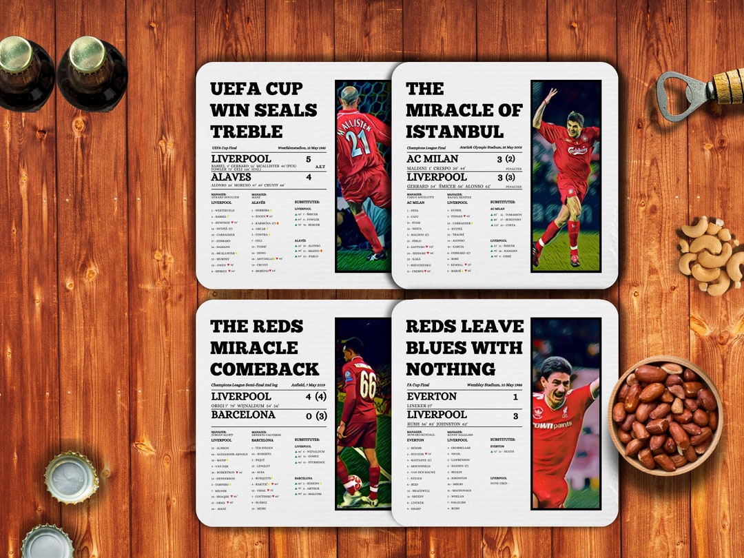 Liverpool Fc Coasters | Set of 4 | Liverpool's Greatest Moments ...