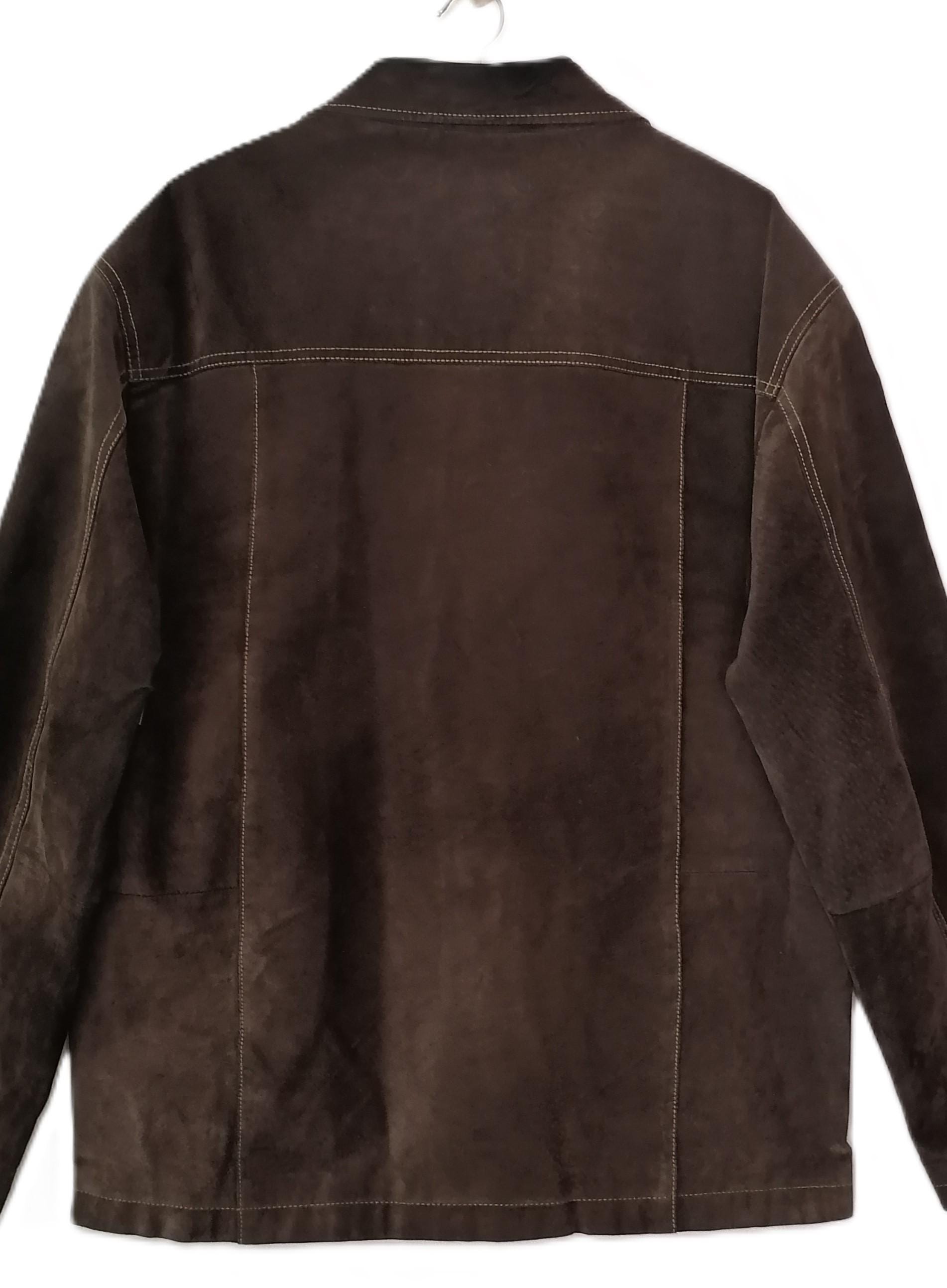 Vintage Suede Leather Men's Jacket, Mid Long Grunge Brown Zipper up ...