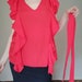 Vintage Red Blouse With Ruffles ,elegant Sleeveless Top With Belt ...