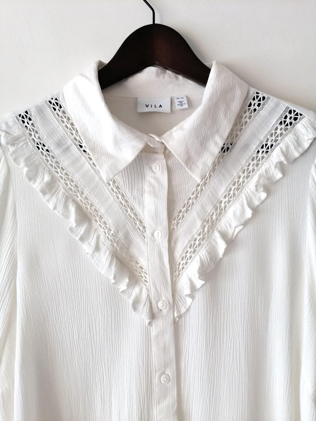 Vintage Ruffle Blouse , White Lace Blouse , Victorian Style Blouse ...
