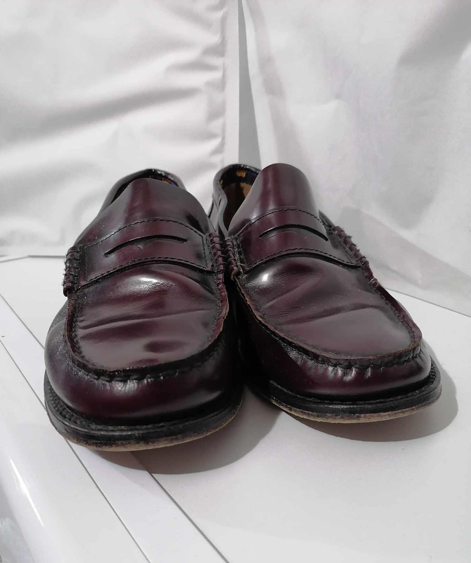 Vintage Penny Loafers Dress Shoes Mens Classic Burgundy Leather Men S