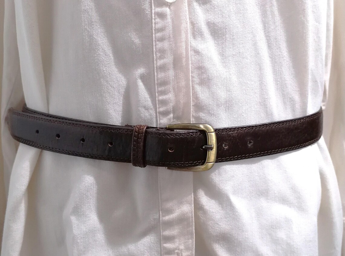 Vintage Brown Classic Leather Belt, Formal Event Belt - Etsy