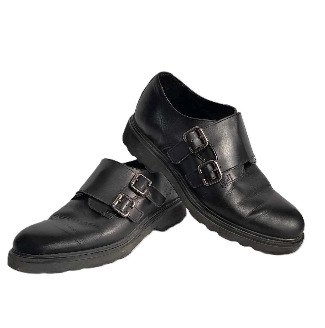 Italian Black Leather Loafers With Buckles Vera Pelle Oxford Shoes EU ...
