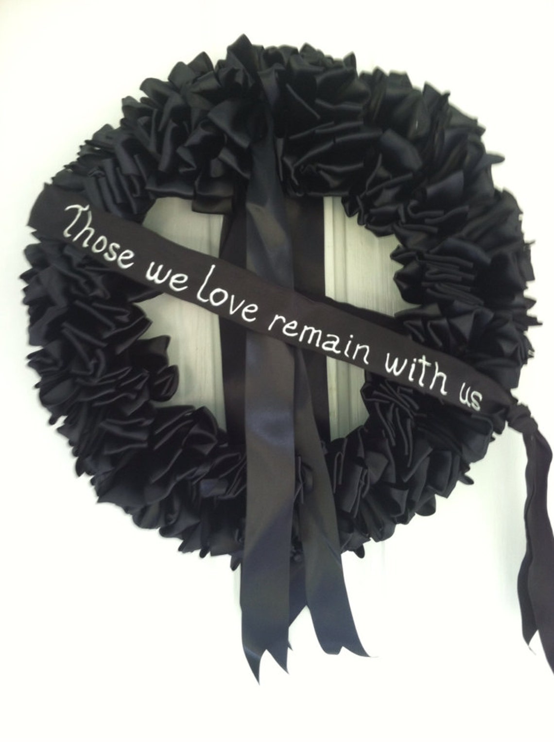 Memorial Wreath Mourning Wreath Black Ribbon 18 Inch Sympathy - Etsy