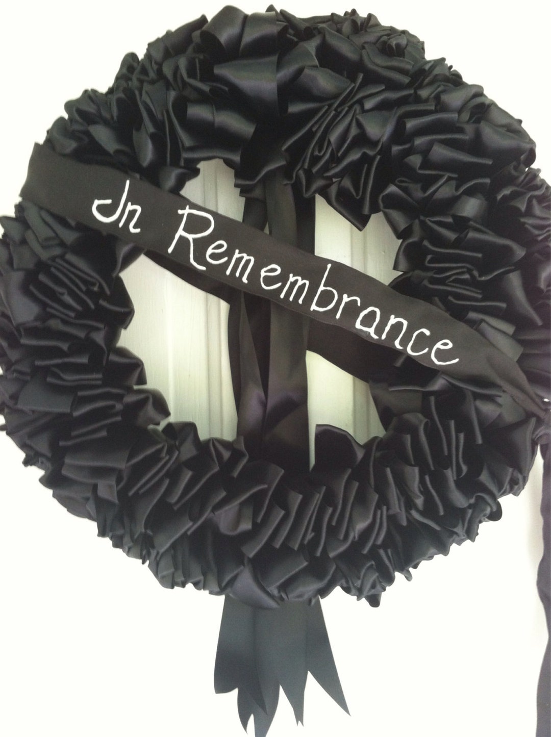 Wreath Mourning Wreath Black Ribbon 18 Inch in Remembrance in Memorium ...