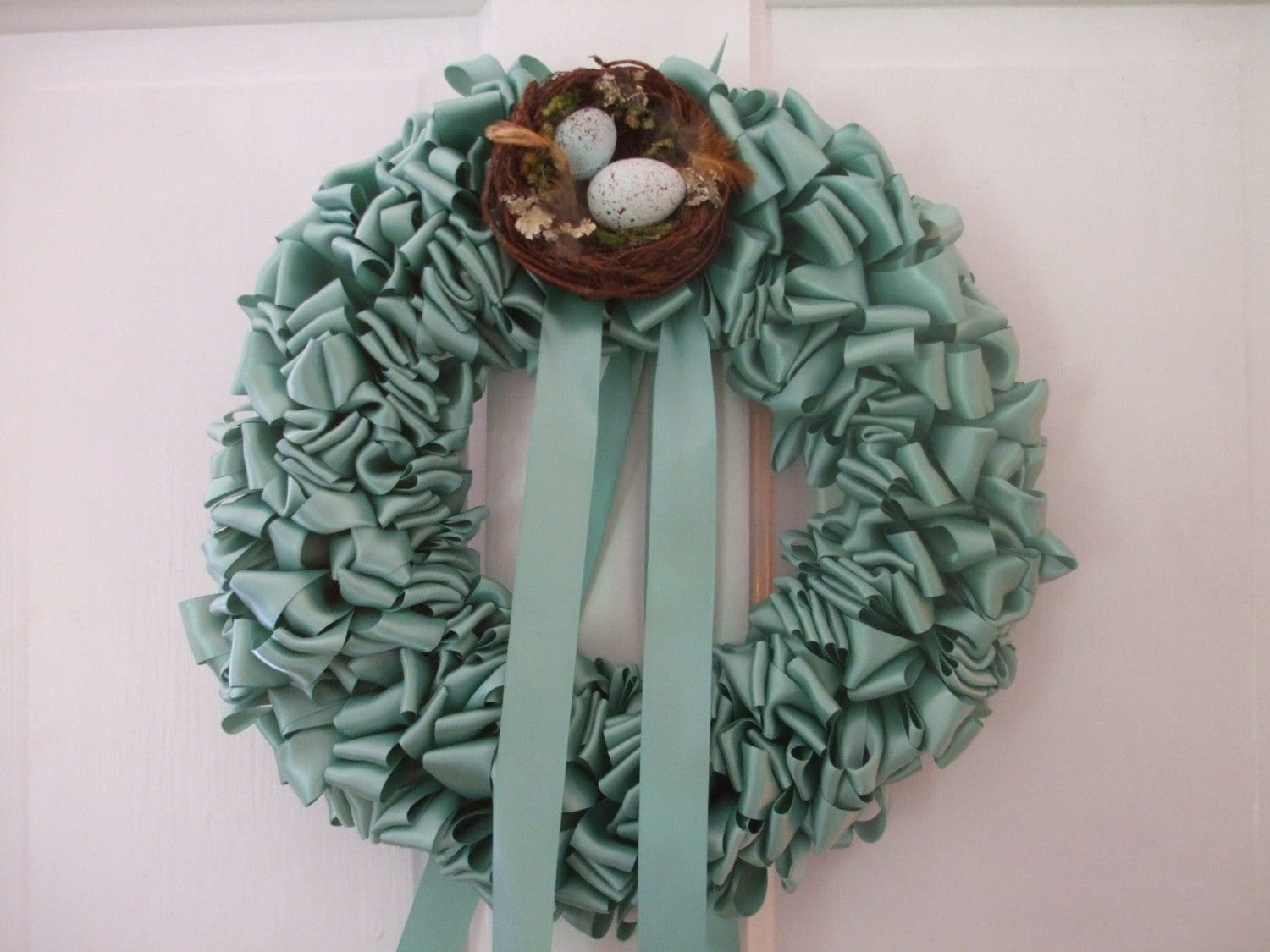 Wreath Robin's Egg Blue Ribbon Wreath Nest Home 12 Inch | Etsy