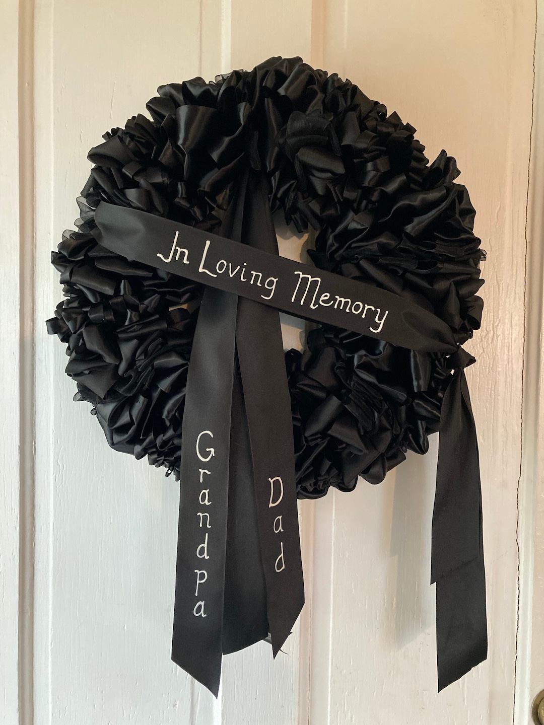 Wreath Mourning Wreath Black Ribbon 20 Inch Wreath in Memoriam With ...