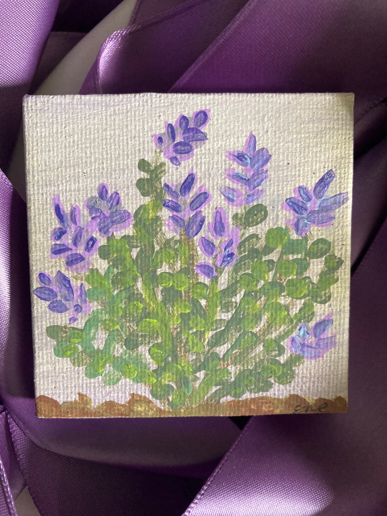Painting Lavender Plant Painting Acrylic Art Tiny Art Blue Lavender ...