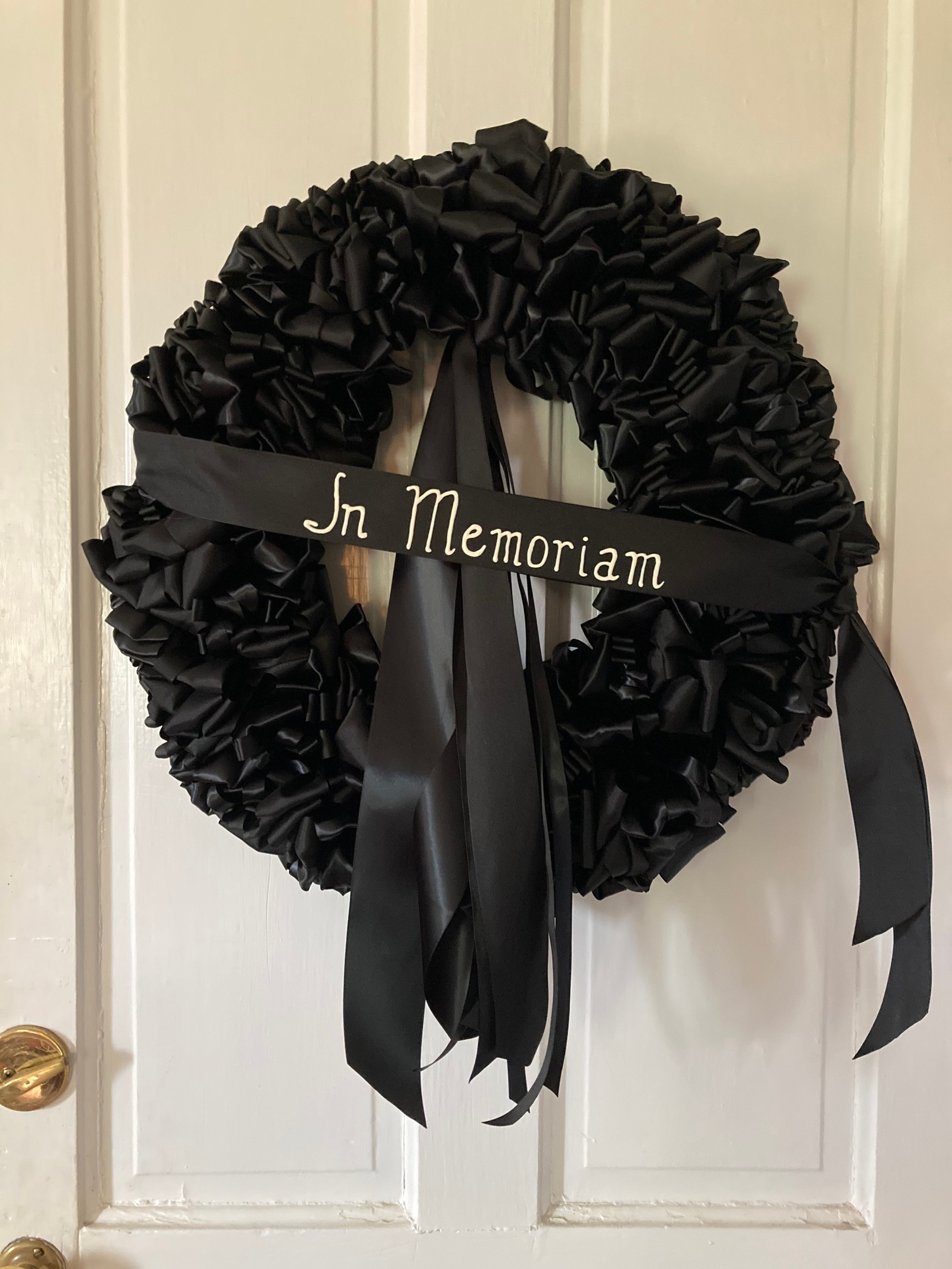 Memorial Wreath Mourning Wreath Black Ribbon 18 inch Sympathy | Etsy