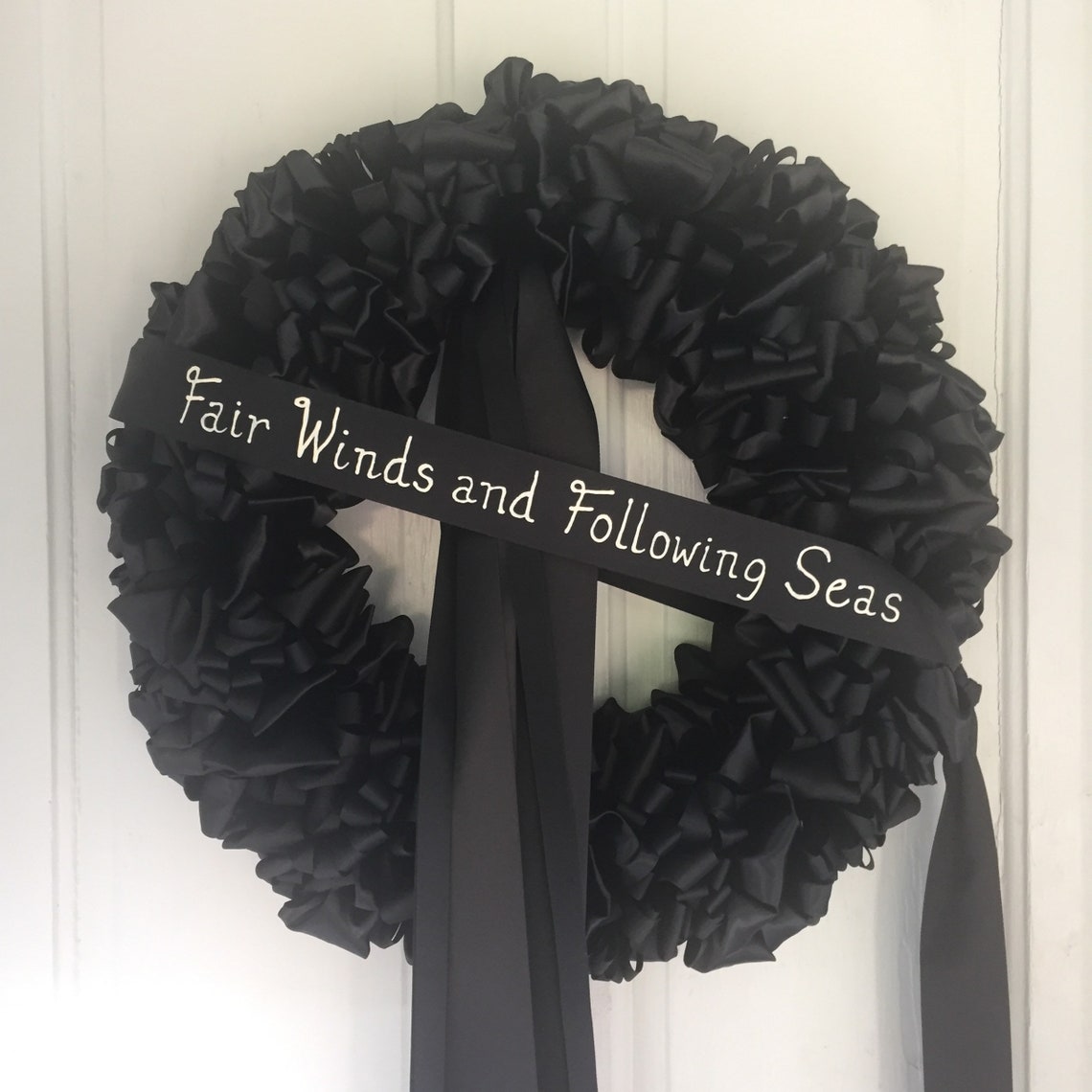 Memorial Wreath Mourning Wreath Black Ribbon 18 Inch Sympathy - Etsy