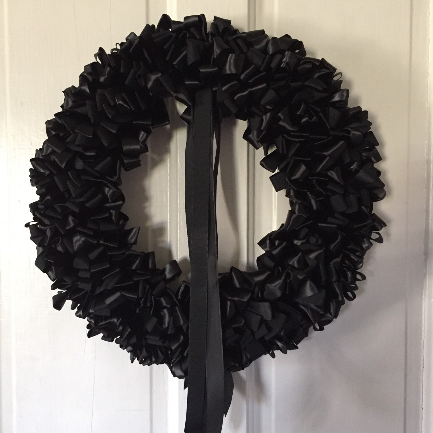 Wreath Pair Mourning Wreath Black Ribbon 18 Inch Sympathy - Etsy