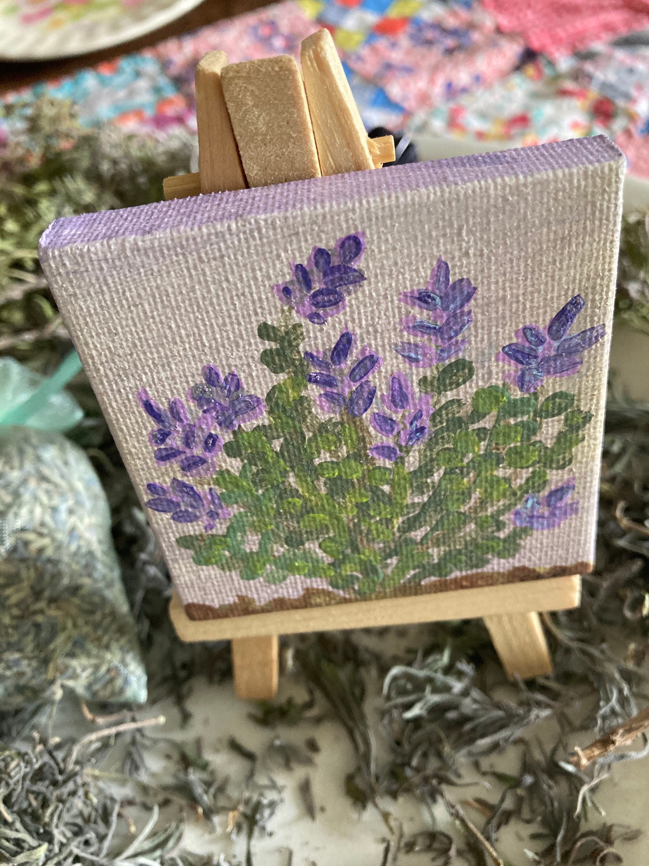 Painting Lavender Plant Painting Acrylic Art Tiny Art Blue Lavender ...