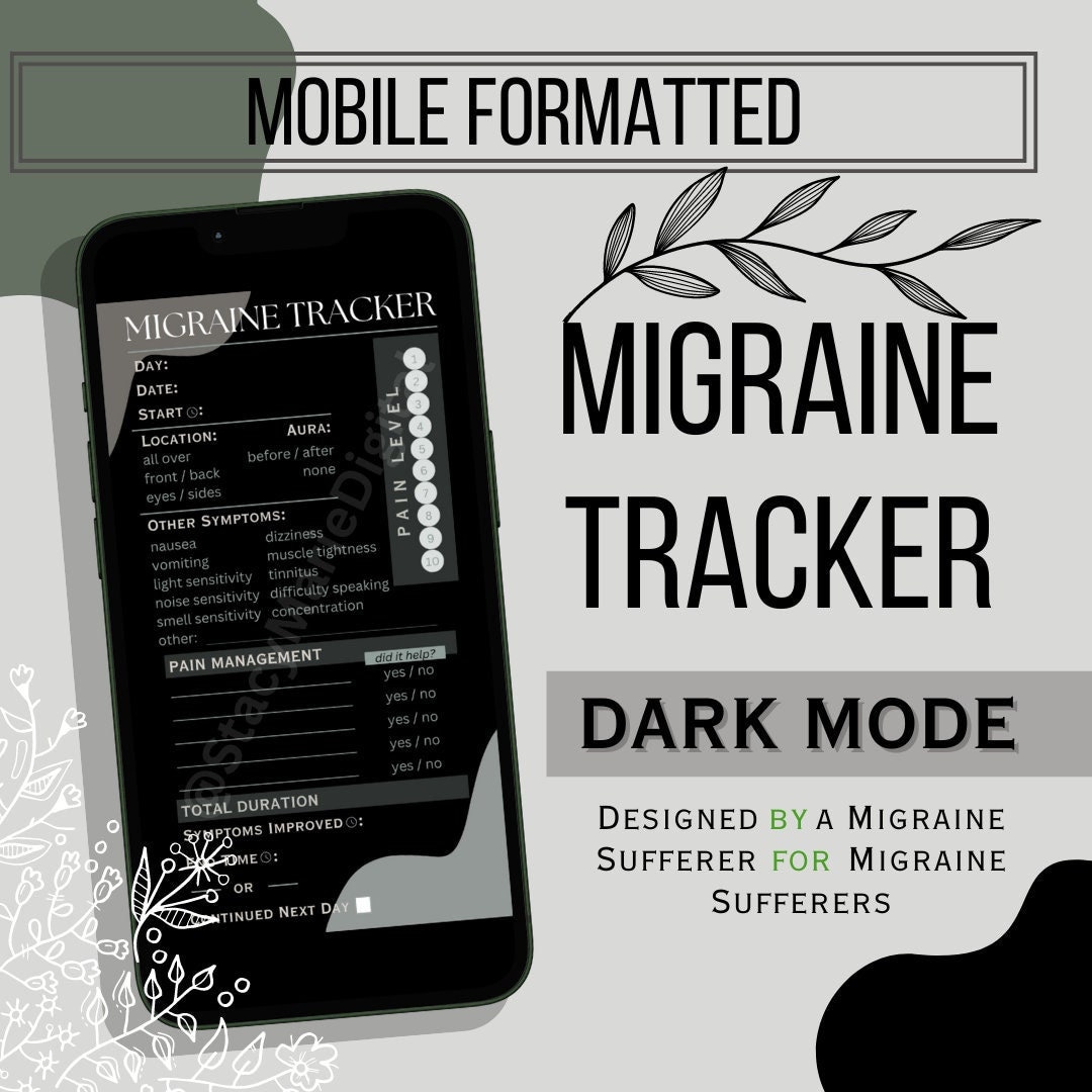 Mobile Migraine Tracker, DARK MODE, Migraine Log for Phone, Track Your ...