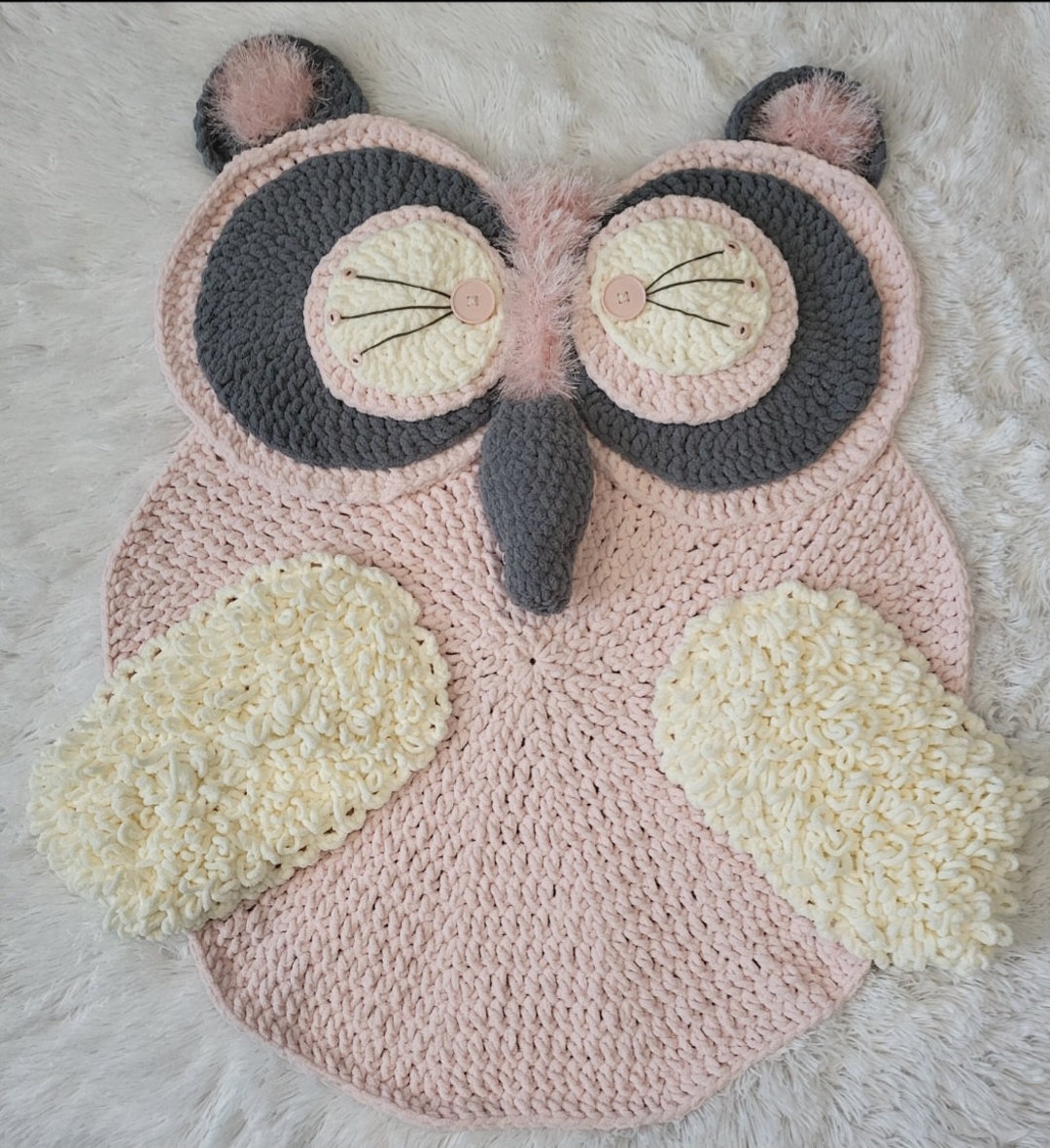 Owl 2 Crochet Owl Rug/owl Rug/animal Rug/bedroom Rugs/owl Accessories ...