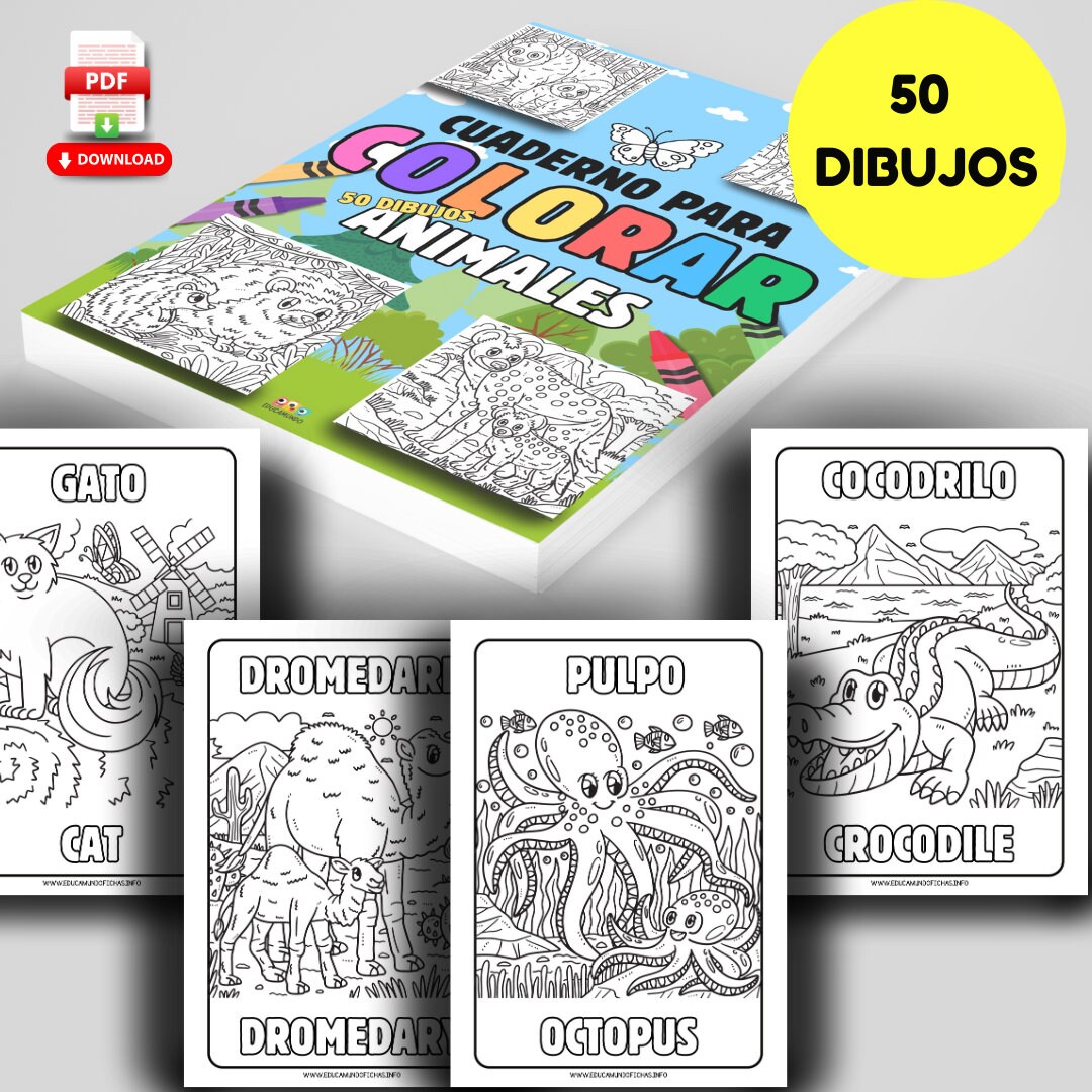 50 Animals of the World: Bilingual Drawing Book for Children - Etsy