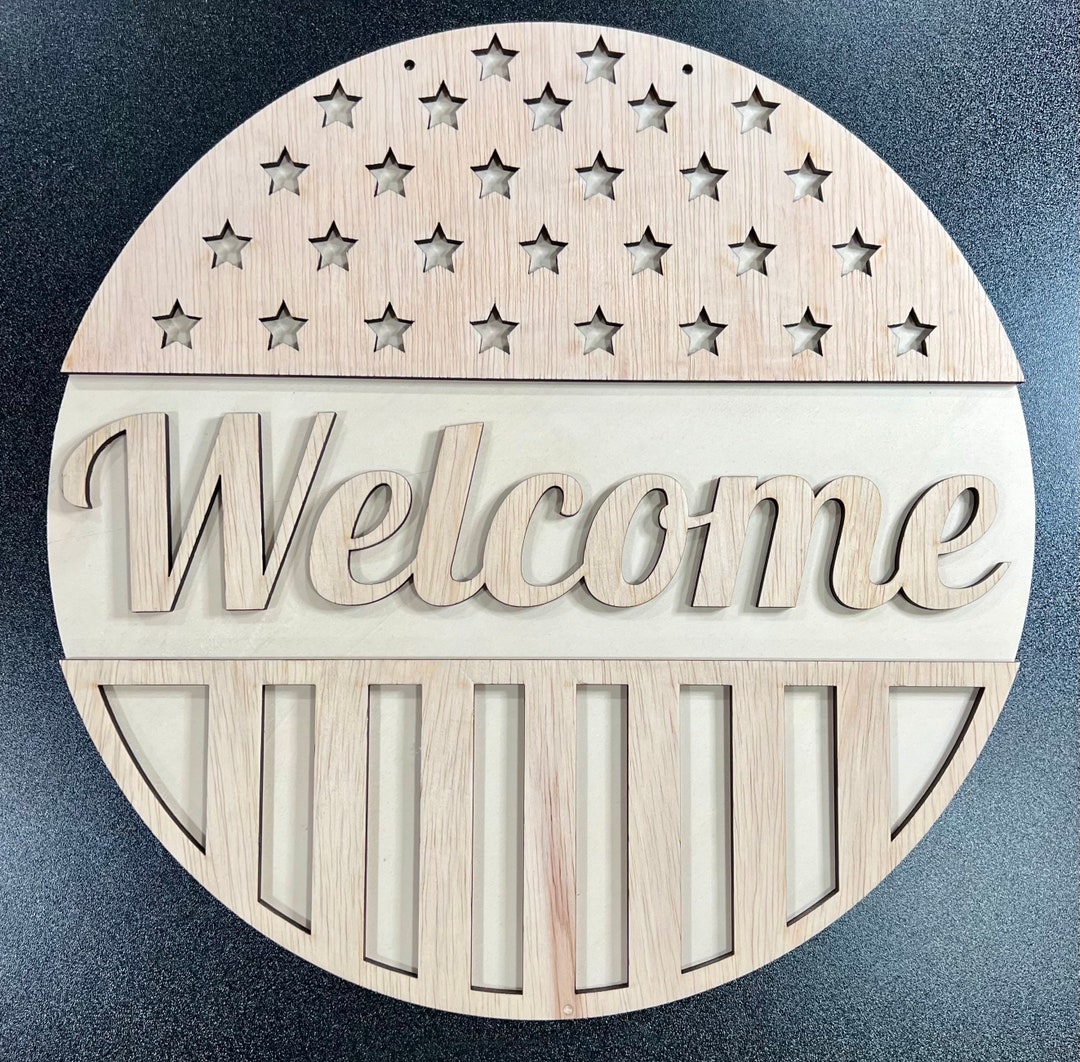 U-PAINT • Welcome Sign • Ready to Finish DIY Wood Round Sign - Etsy