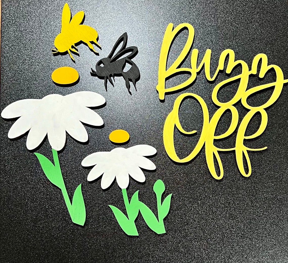 U-PAINT • Buzz off • Ready to Finish DIY Wood Round Sign - Etsy