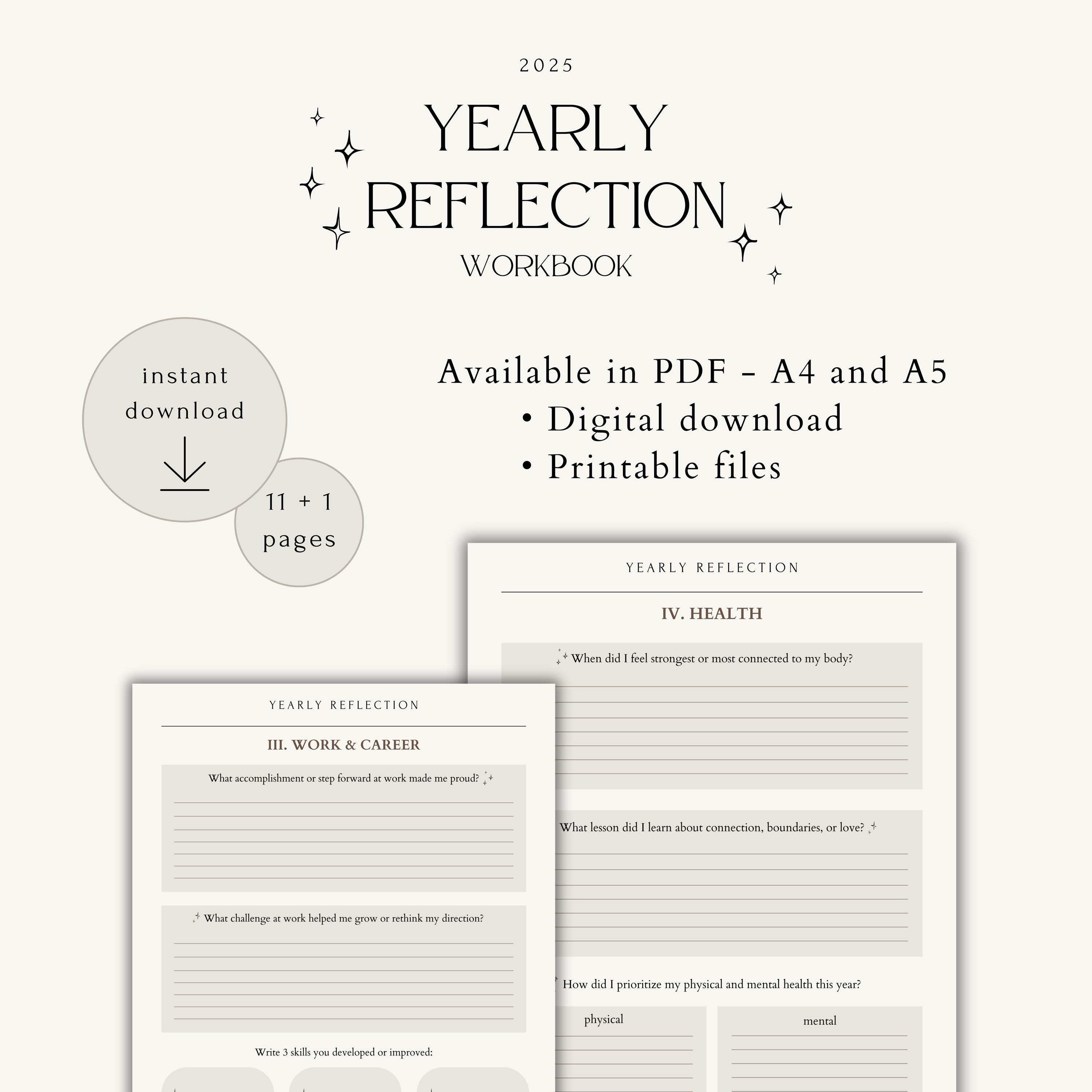 2025 Yearly Reflection, Review Workbook (PDF), End of the Year Review ...
