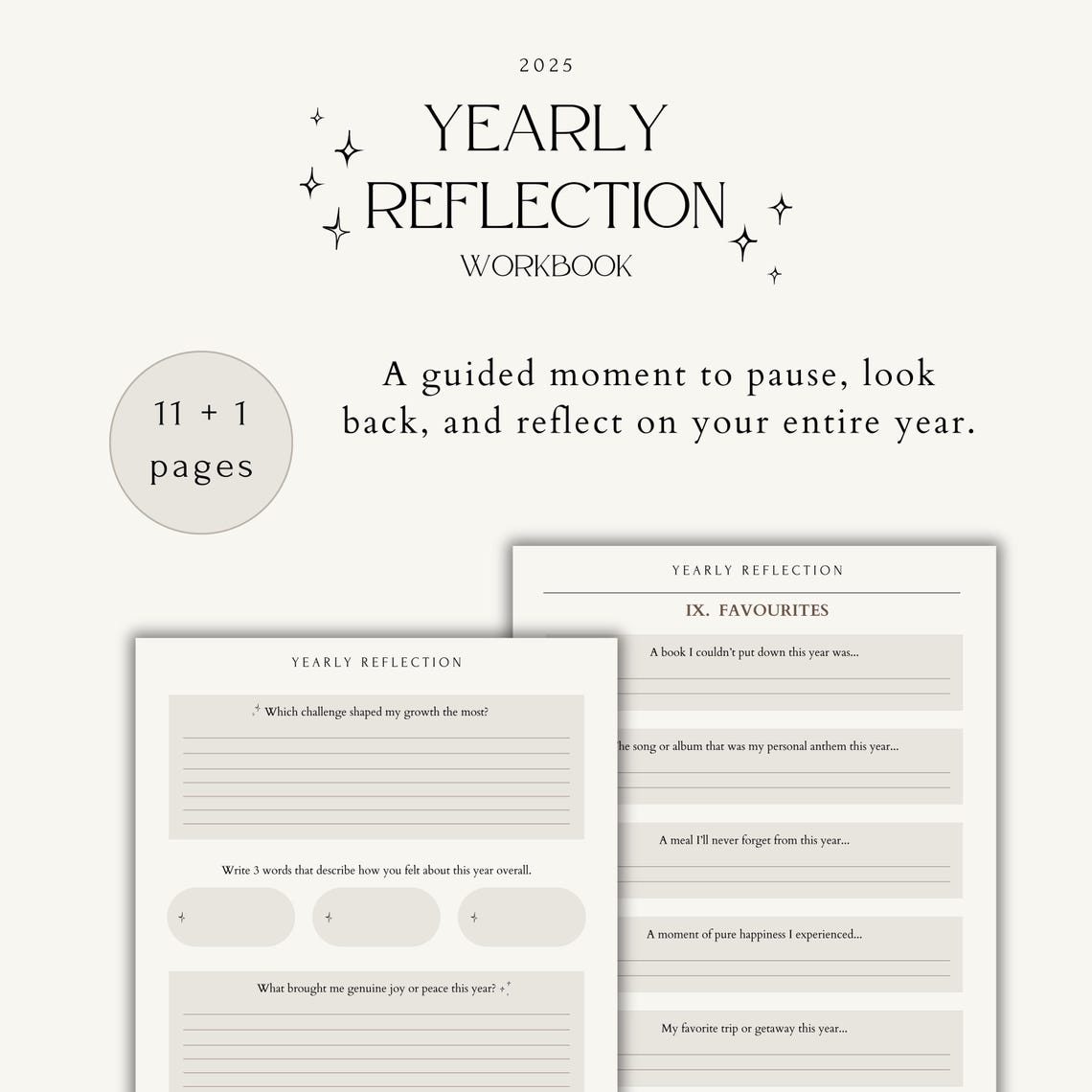 2025 Yearly Reflection, Review Workbook (PDF), End of the Year Review ...