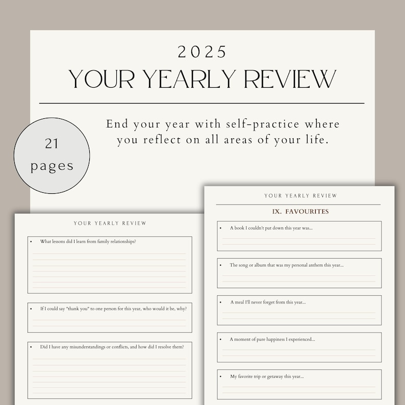 Your Yearly Review 2025, Yearly Reflection Workbook, Printable Digital ...
