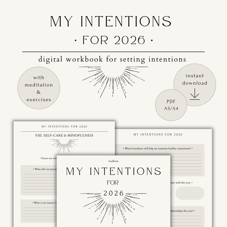 2026 Intentions Guided Journal, Yearly Workbook (PDF) - Etsy