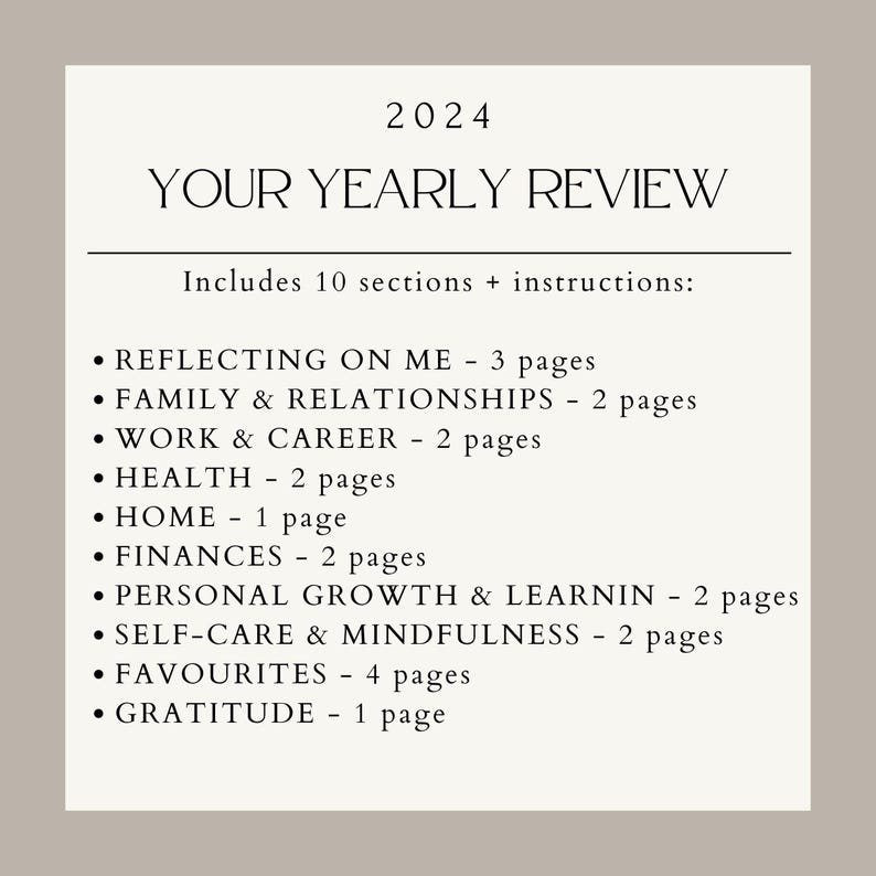 Your Yearly Review 2024, Yearly Reflection Workbook, Printable Digital ...