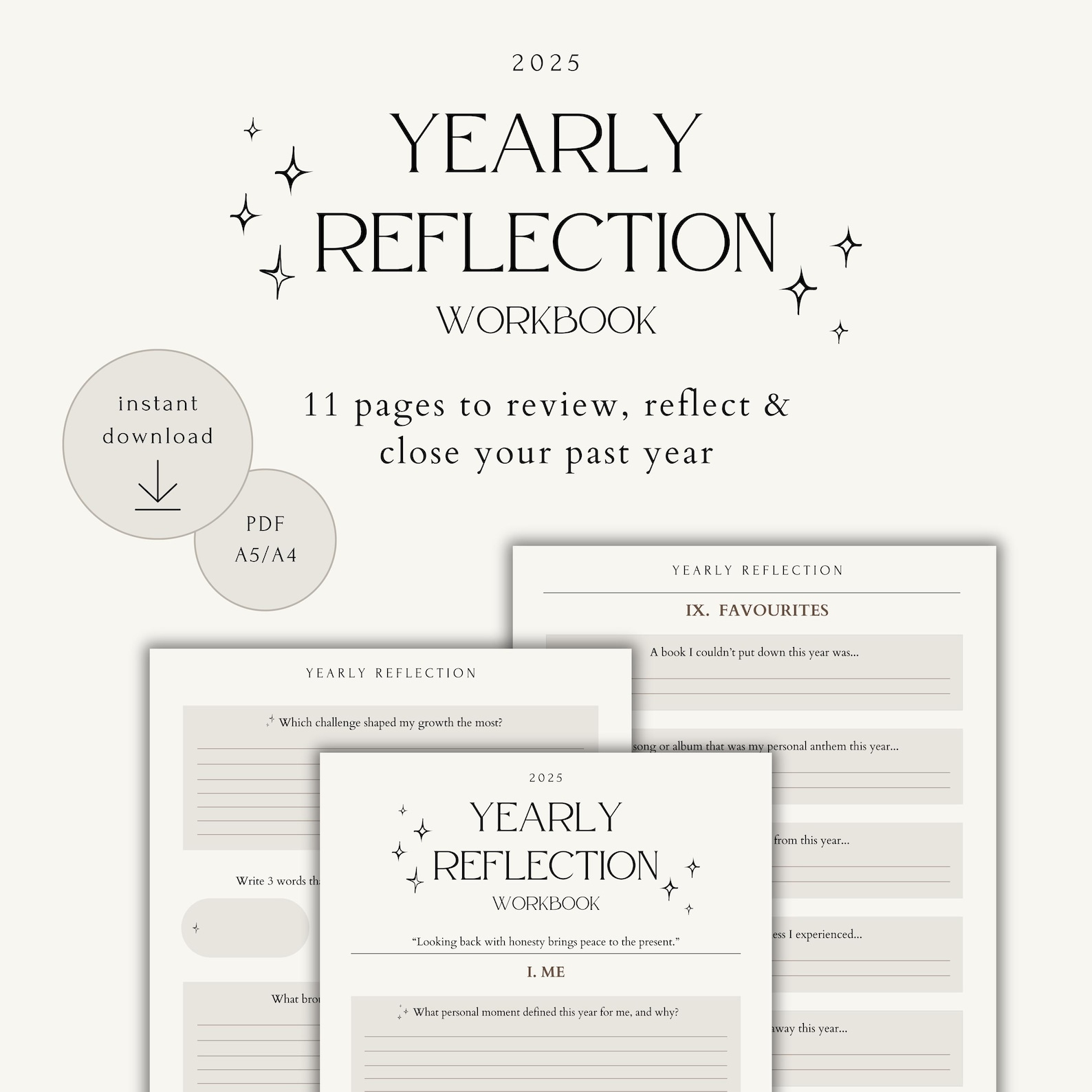 2025 Yearly Reflection, Review Workbook (PDF), End of the Year Review ...