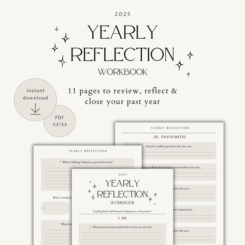 2025 Yearly Reflection, Review Workbook (PDF), End of the Year Review ...